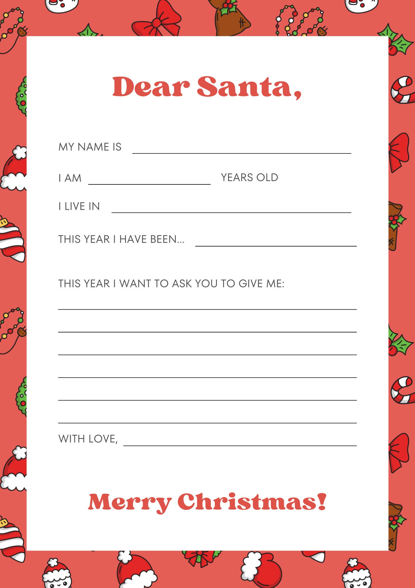 Printable Santa Letter Neurodivergent Friendly Printable Christmas ...