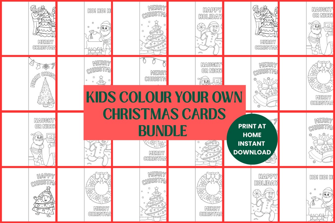 Printable Christmas Coloring Cards Create Personalized - Etsy