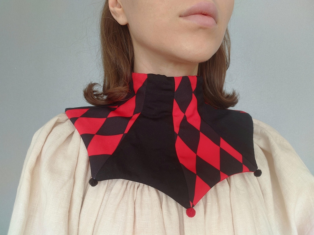 Jester Collar, Buffoon Reversible Collar, Clown Collar, Neck Corset, Fairy Collar, Cotton ...