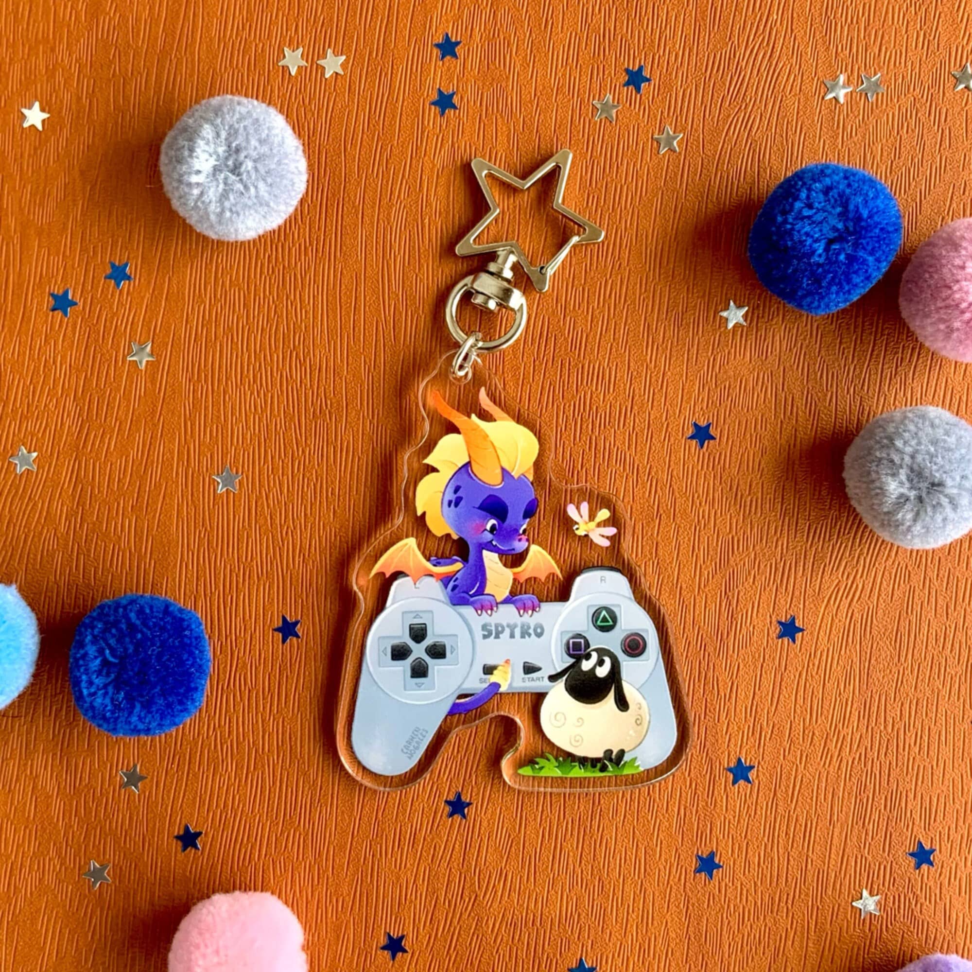 Spyro the Dragon Keychain Joystick Charm Video Game Keychain Gaming ...