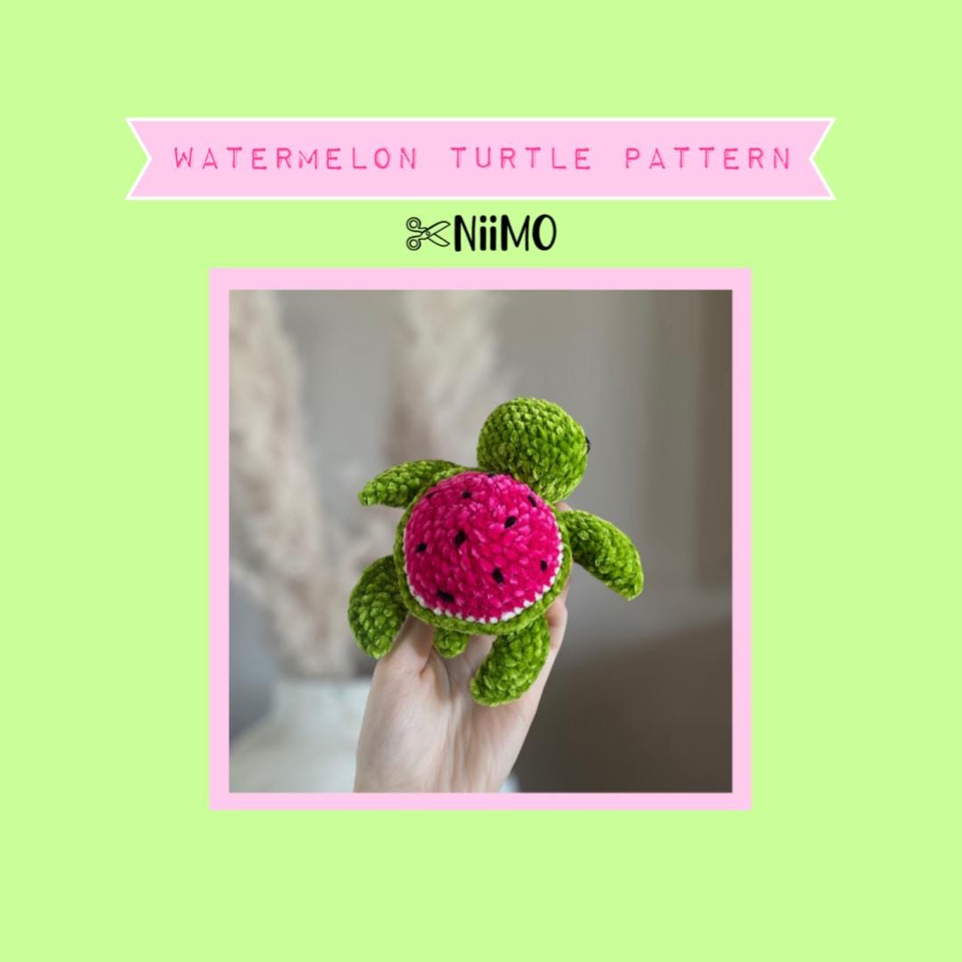 Watermelon Turtle Crochet Pattern Amigurumi Plushie Easy Quick Beginner ...