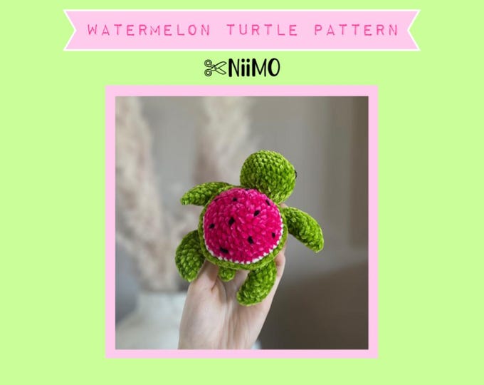 Watermelon Turtle Crochet Pattern Amigurumi Plushie Easy Quick Beginner ...