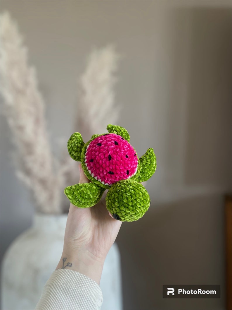 Watermelon Turtle Crochet Pattern Amigurumi Plushie Easy Quick Beginner ...