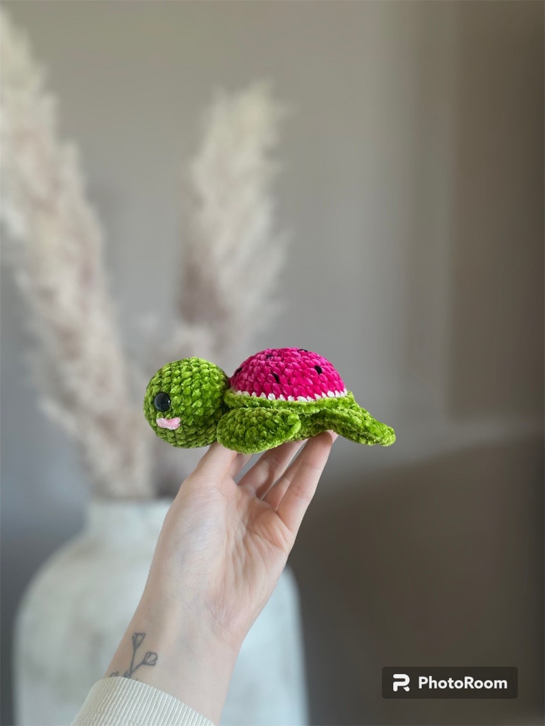 Watermelon Turtle Crochet Pattern Amigurumi Plushie Easy Quick Beginner ...