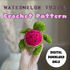 Watermelon Turtle Crochet Pattern Amigurumi Plushie Easy Quick Beginner ...