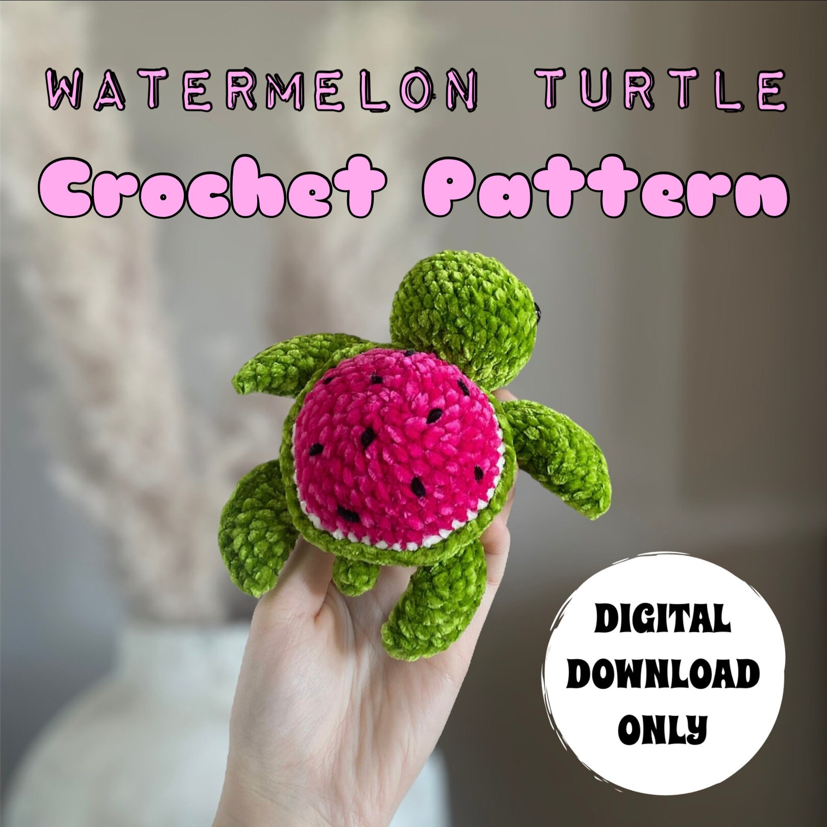 Watermelon Turtle Crochet Pattern Amigurumi Plushie Easy Quick Beginner ...