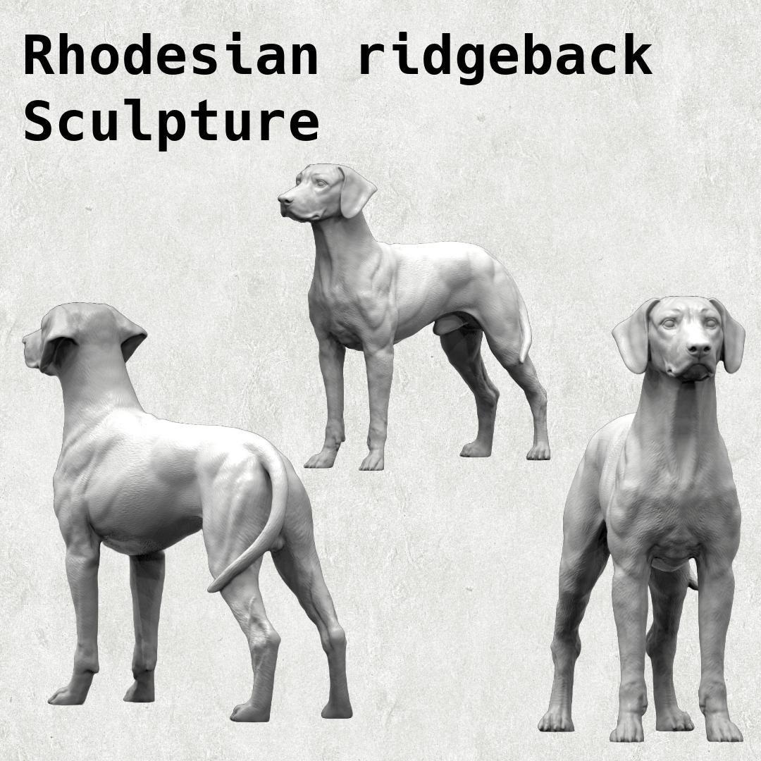 Realistic Rhodesian Ridgeback Sculpture - 3D Printed Dog Figurine for ...