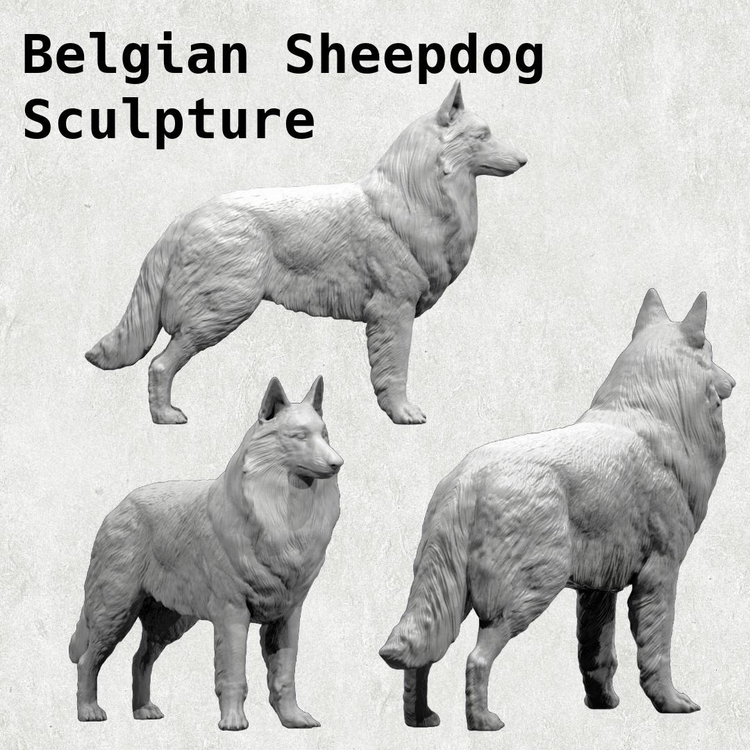 Realistic Belgian Sheepdog Figurine - 3D Printed Dog Statue for Home ...