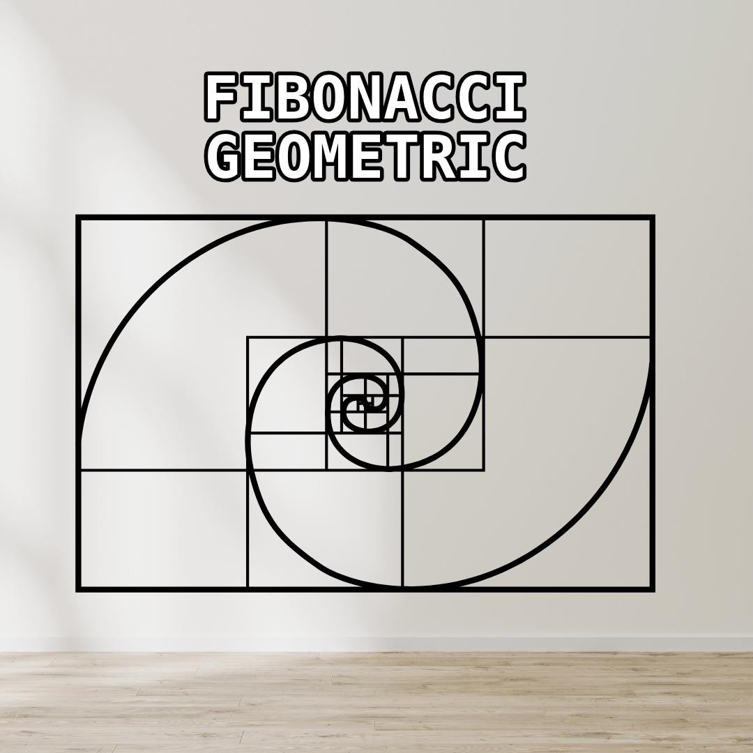 Fibonacci Geometric Wall Art | Minimalist Spiral Design | Golden Ratio ...