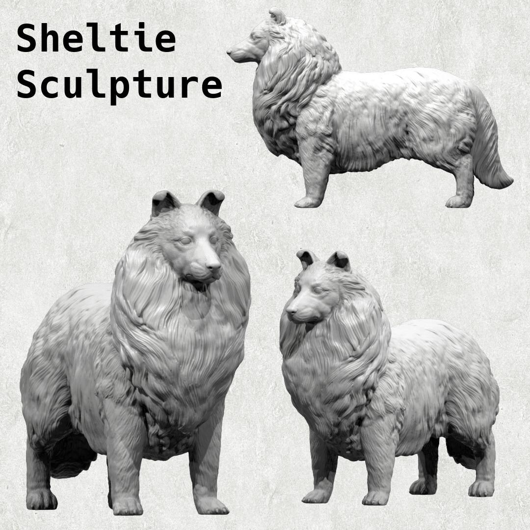 Sheltie Dog Statue - Realistic 3D Printed Keepsake for Pet Lovers and ...