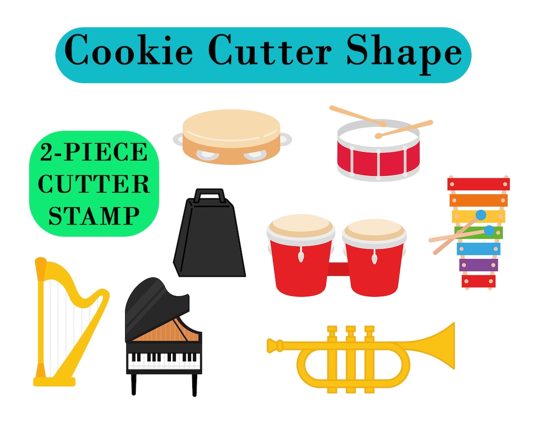 Melodic Instrument Cookie Cutter Set: Featuring Trumpet, Harp, Drum ...