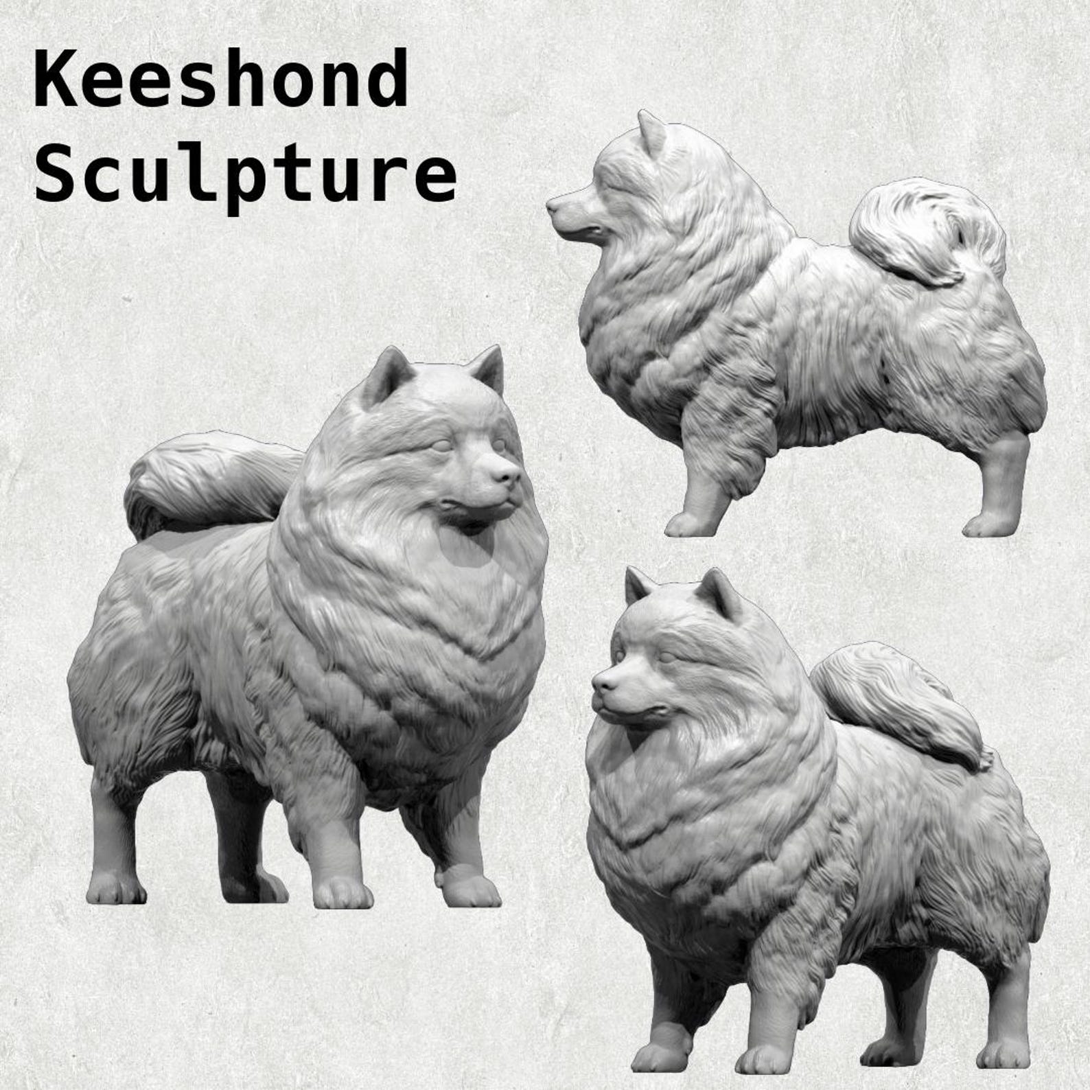 Lifelike Keeshond Figurine - 3D Printed Dog Statue for Home Decor, Pet ...