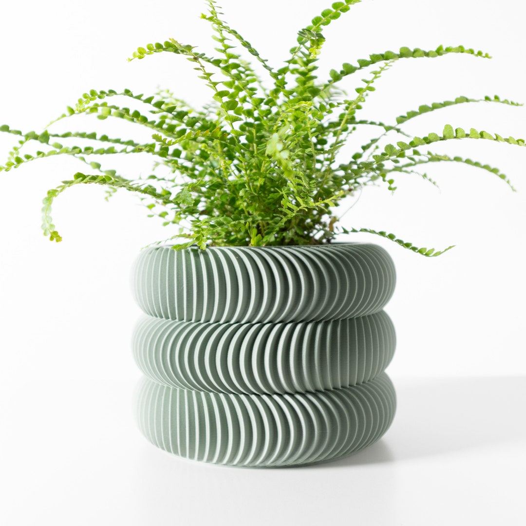 Elegant Wave Design Planter Stylish Pot With Drainage for Indoor Plants ...