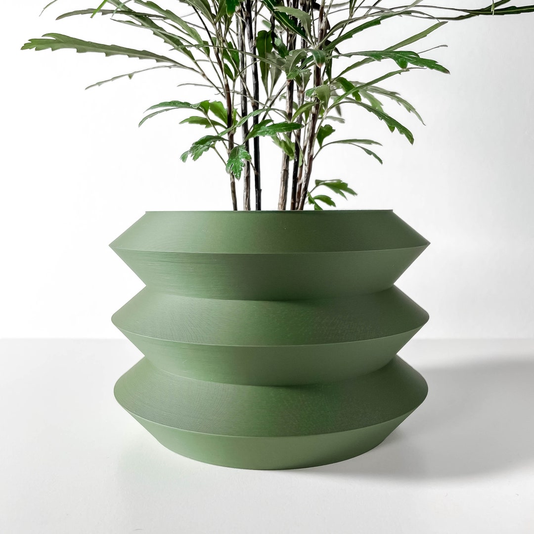 Modern Wave Pattern Plant Pot Sustainable Planter With Drainage, Ideal ...