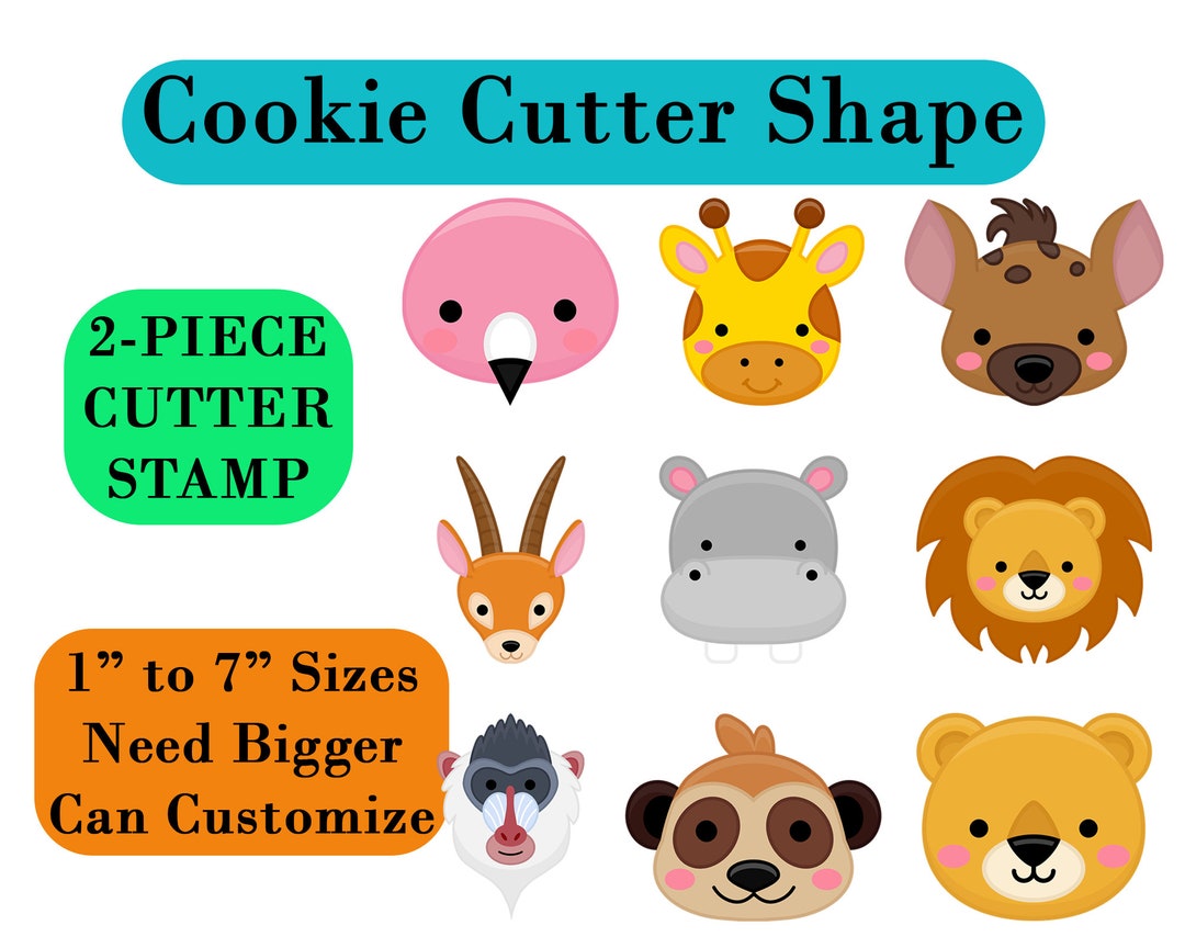 Safari Animal Faces Cookie and Fondant Cutter Set - Featuring Lions ...