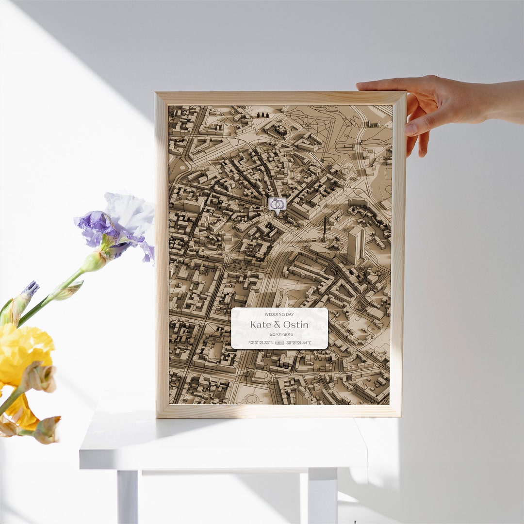 Personalized Custom Map Wedding Gift, Custom Wedding Map Art ...