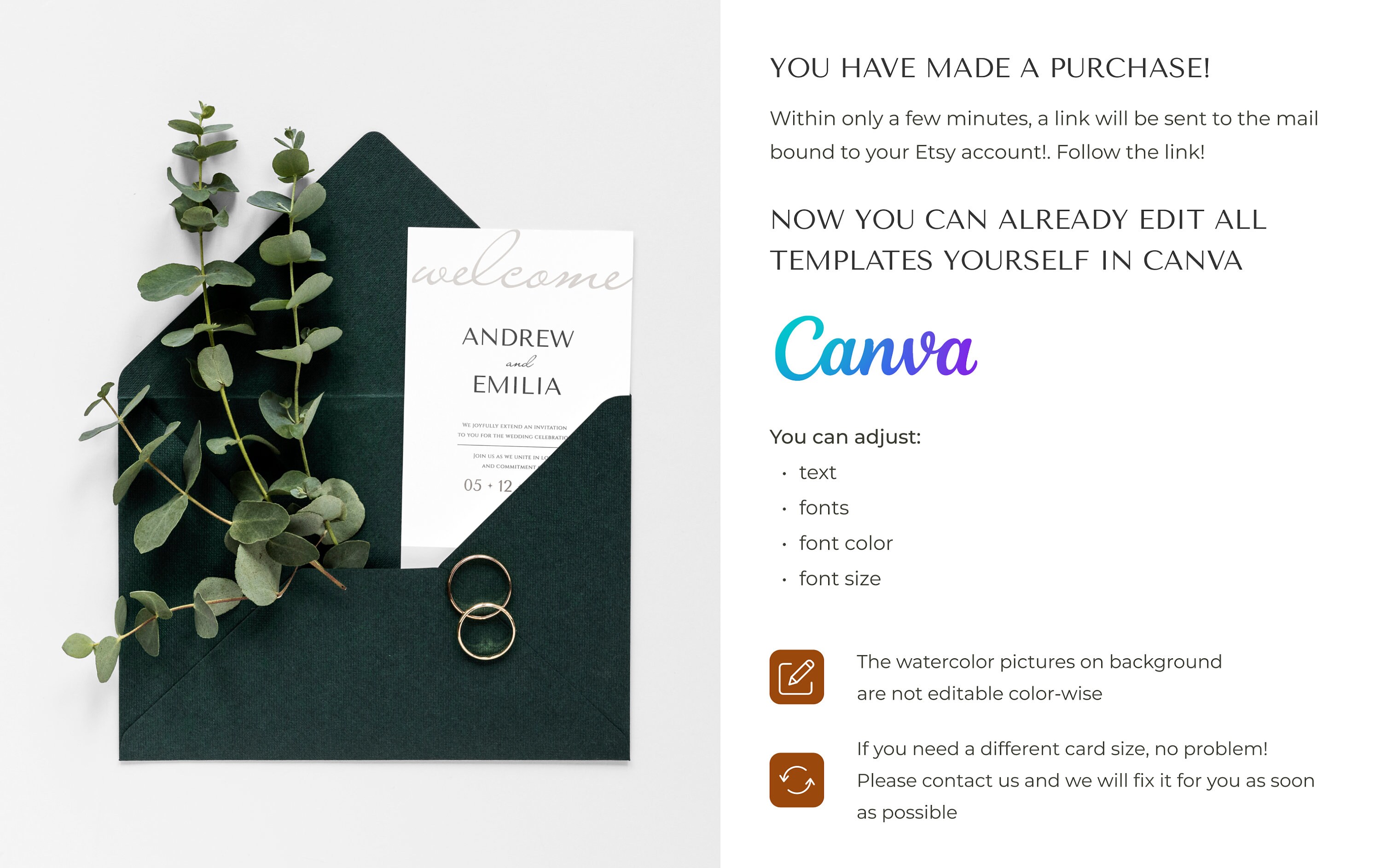 Editable Canva Wedding Invitation Wedding Digital PDF Invitations ...
