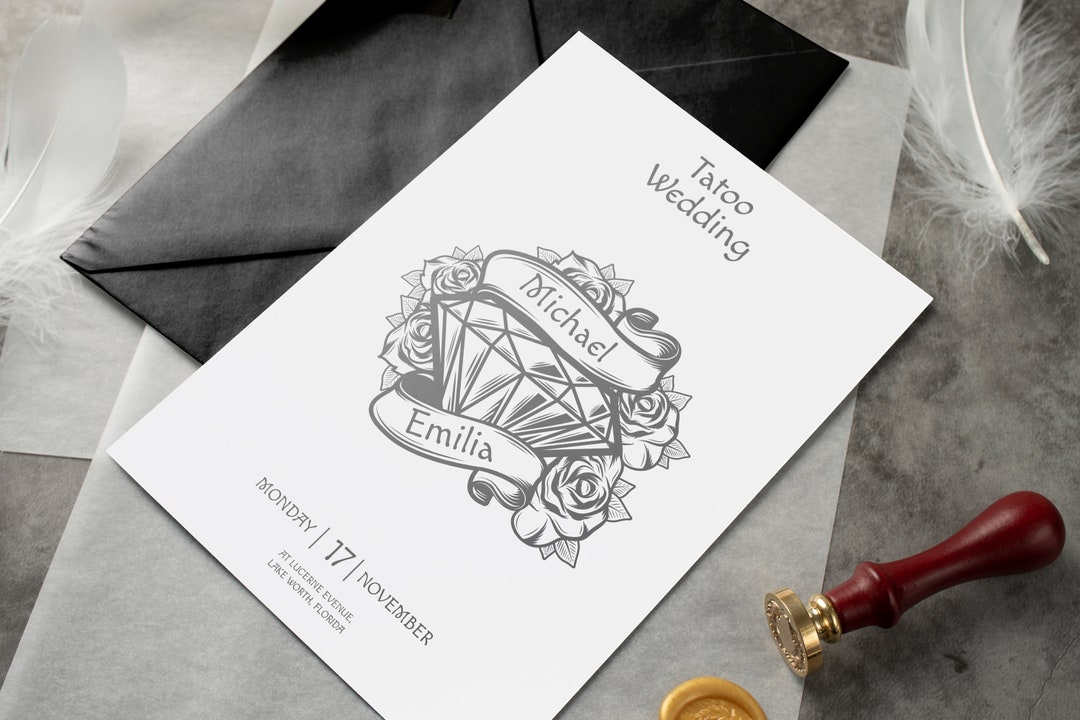 Dark Wedding Invitation Template Moody Biker and Tattoo Themes Edgy ...