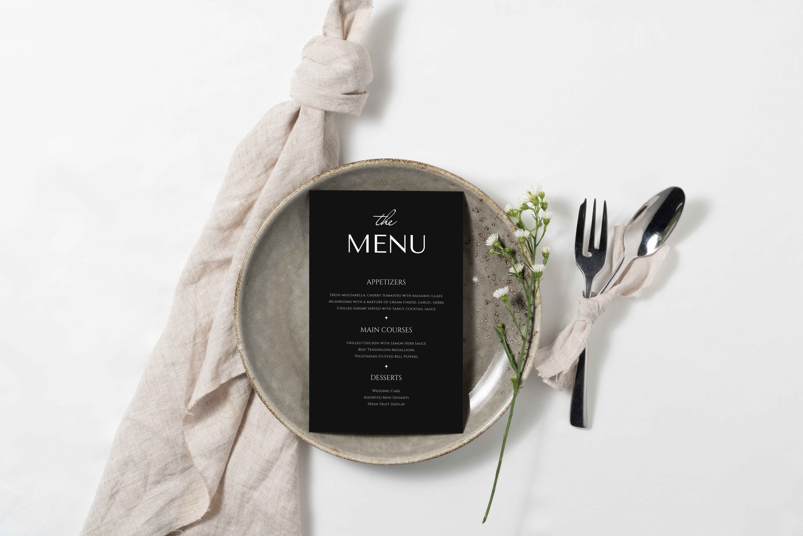 Printable Table Menu Cards for All-black Birthday Party Personalized ...