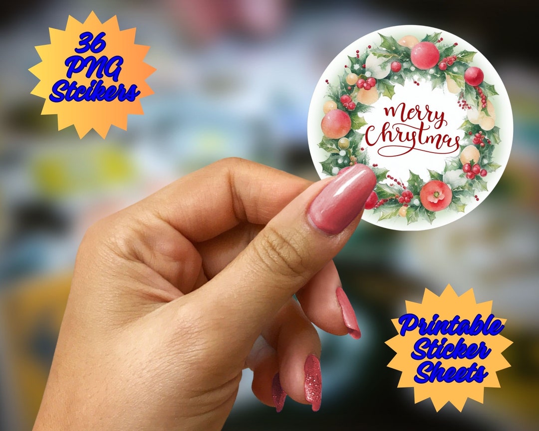 Printable Christmas Sticker Sheet, Christmas Sticker Prints, Christmas ...