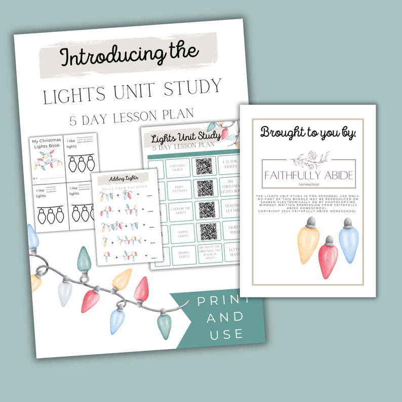 Christmas LIGHTS Mini Unit Study, Christmas Printable Worksheets ...