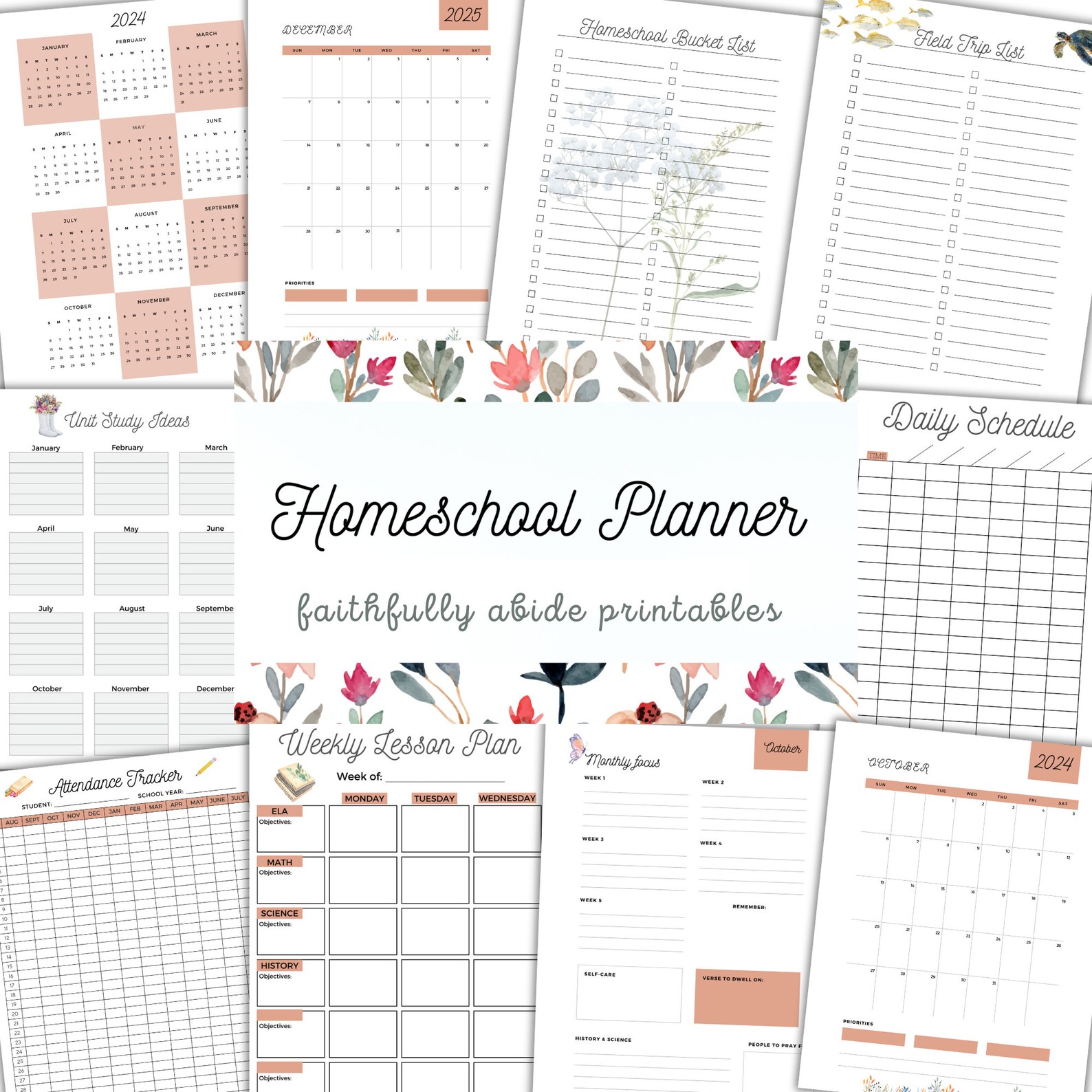 HOMESCHOOL PLANNER, Lesson Plan Pages, Lesson Planner Bundle, Lesson ...