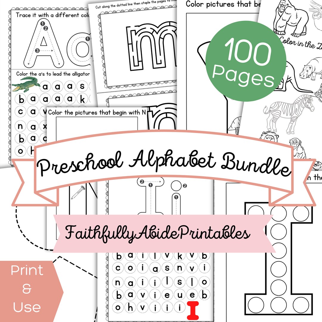 PRESCHOOL ALPHABET Bundle, Montessori, Homeschool Printable ...