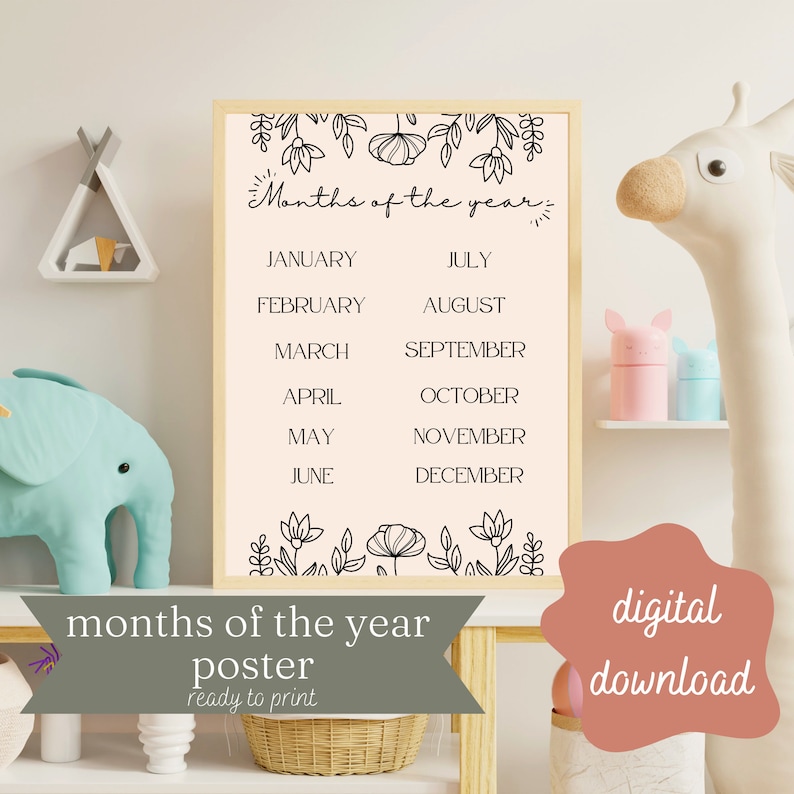 Months of the Year Poster, Days of the Week Poster, Educational Poster ...