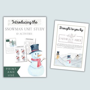SNOWMEN Mini Unit Study, Christmas Printable Worksheets, Homeschool ...