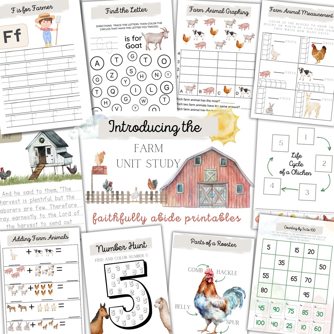 FARM Unit Study, Vocabulary, Anatomy, Montessori, Homeschool Printable ...