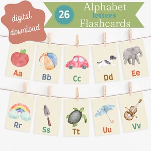 Alphabet Flashcards, Watercolor Alphabet Flashcard, ABC Flashcards ...