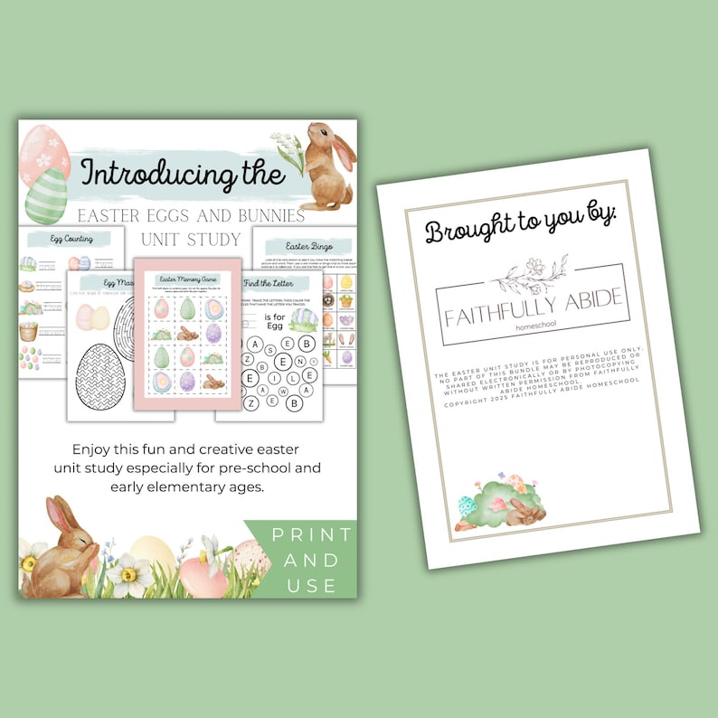 Easter EGGS and BUNNIES Mini Unit Study, Spring Activities, Activity ...