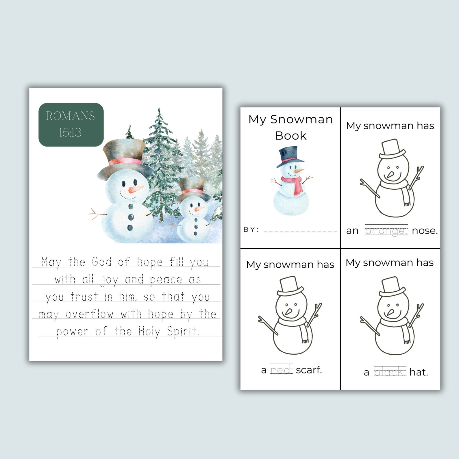 SNOWMEN Mini Unit Study, Christmas Printable Worksheets, Homeschool ...