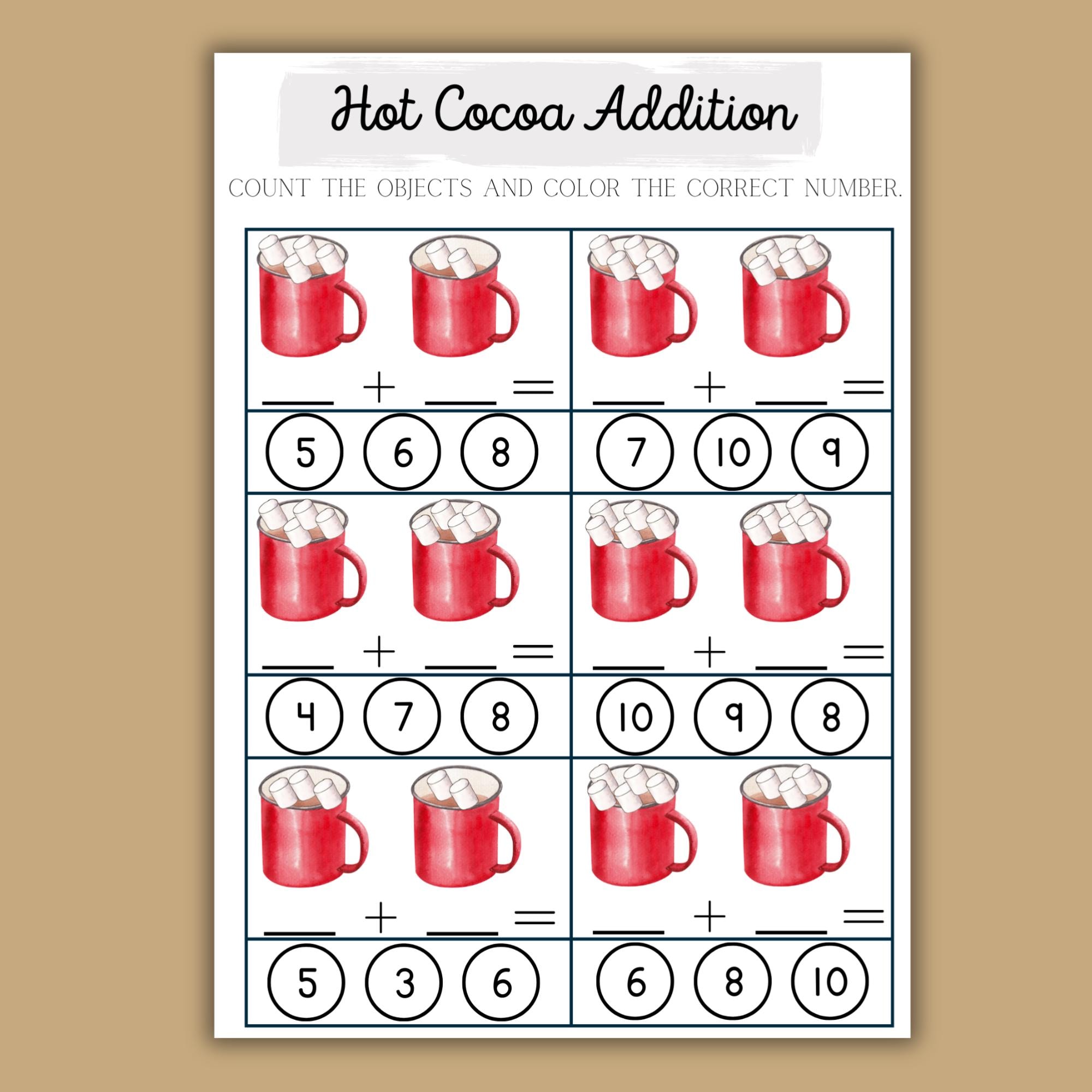 Hot Cocoa and Cookies Mini Unit Study, Christmas Printable Worksheets ...