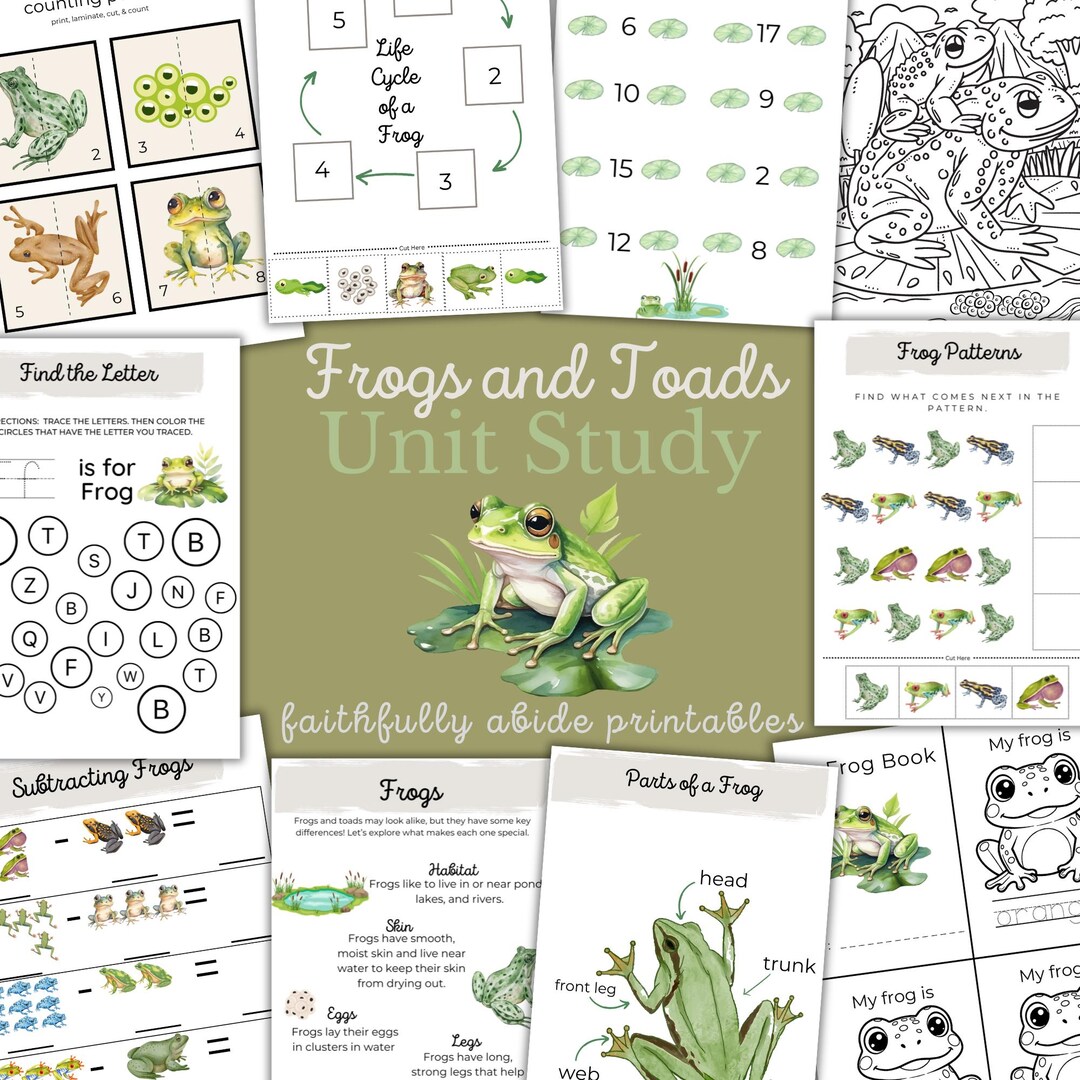 FROGS and TOADS Mini Unit Study, Frog Anatomy , Handwriting, Printable ...