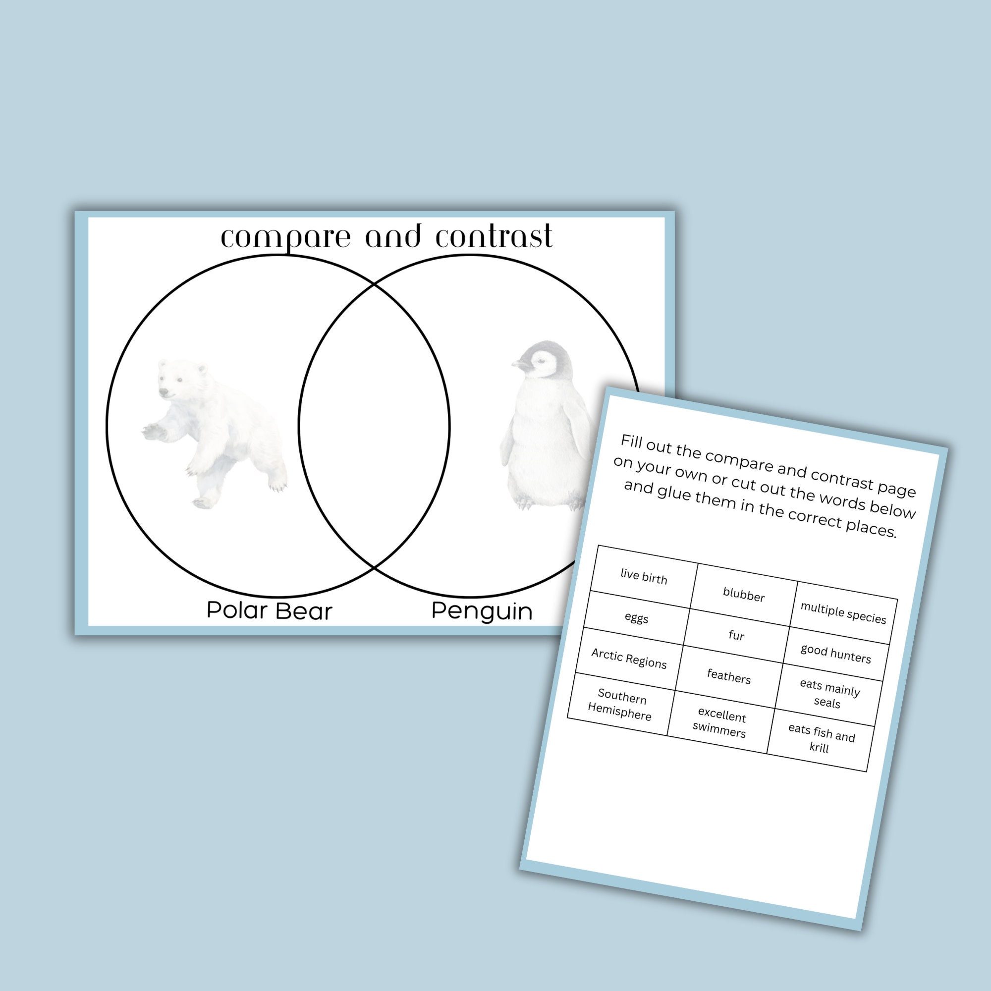POLAR BEARS and PENGUINS Unit Study, Life Cycle, Montessori, Homeschool ...