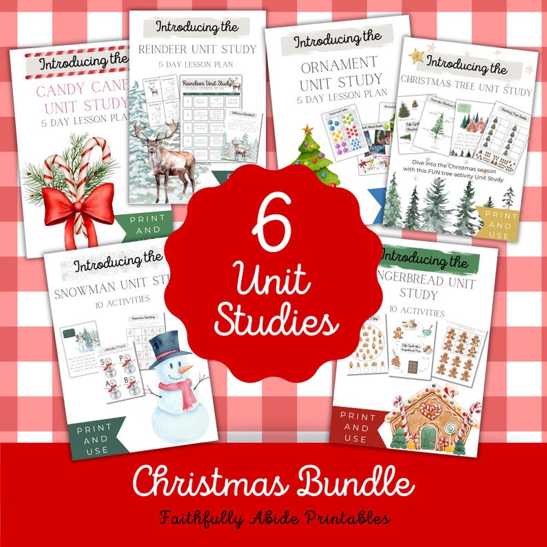 CHRISTMAS Unit Study, Gingerbread, Snowman, Candy Cane, Reindeer, Tree ...