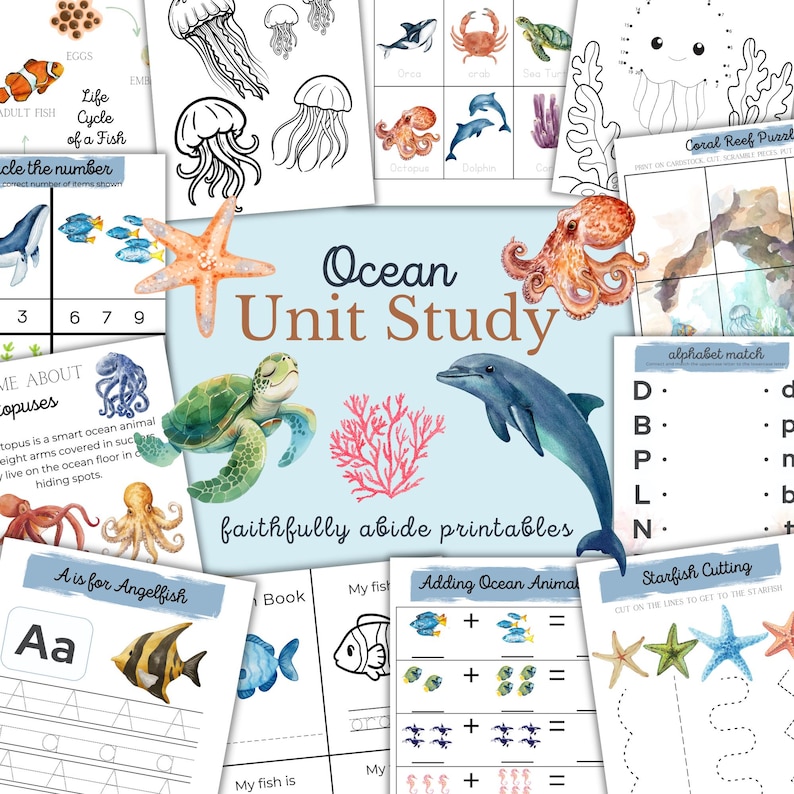 OCEAN Unit Study, Vocabulary, Anatomy, Montessori, Homeschool Printable ...