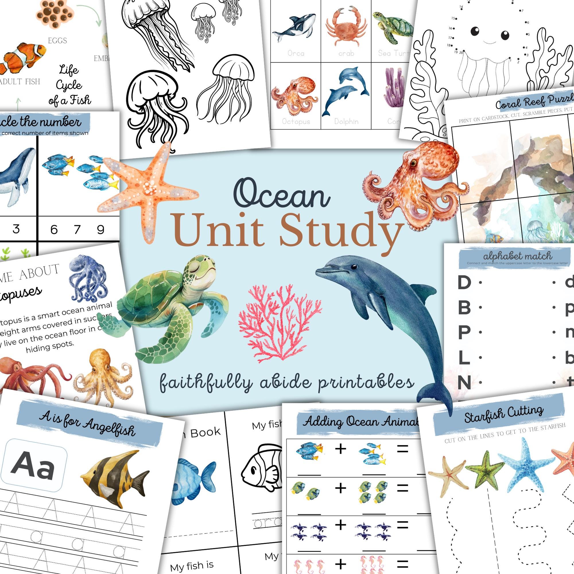 OCEAN Unit Study, Vocabulary, Anatomy, Montessori, Homeschool Printable ...