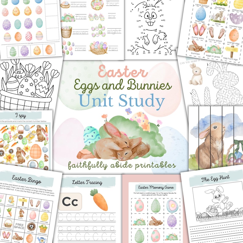 Easter EGGS and BUNNIES Mini Unit Study, Spring Activities, Activity ...