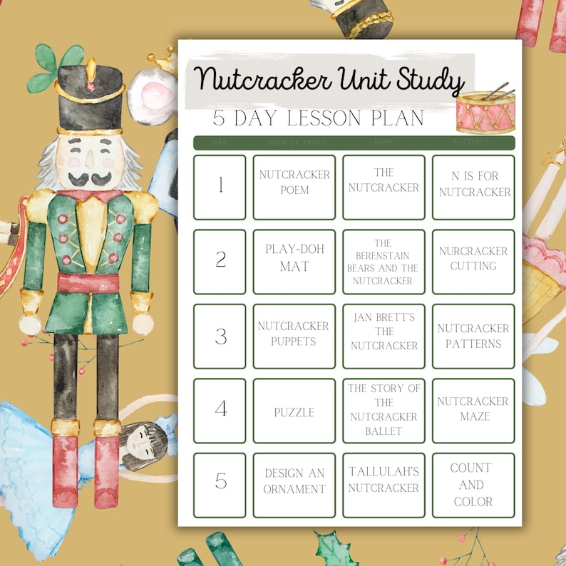 NUTCRACKER Mini Unit Study, Christmas Printable Worksheets, Homeschool ...