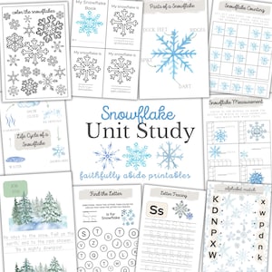 SNOWFLAKE Mini Unit Study, Christmas Printable Worksheets, Homeschool ...