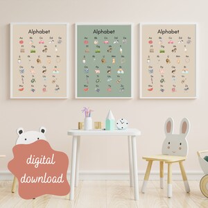Watercolor Alphabet Poster, Alphabet Poster, ABC Poster, Cottage Core ...