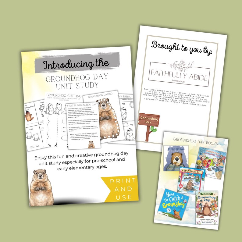 GROUNDHOG DAY Mini Unit Study, Science, Handwriting, Homeschool ...