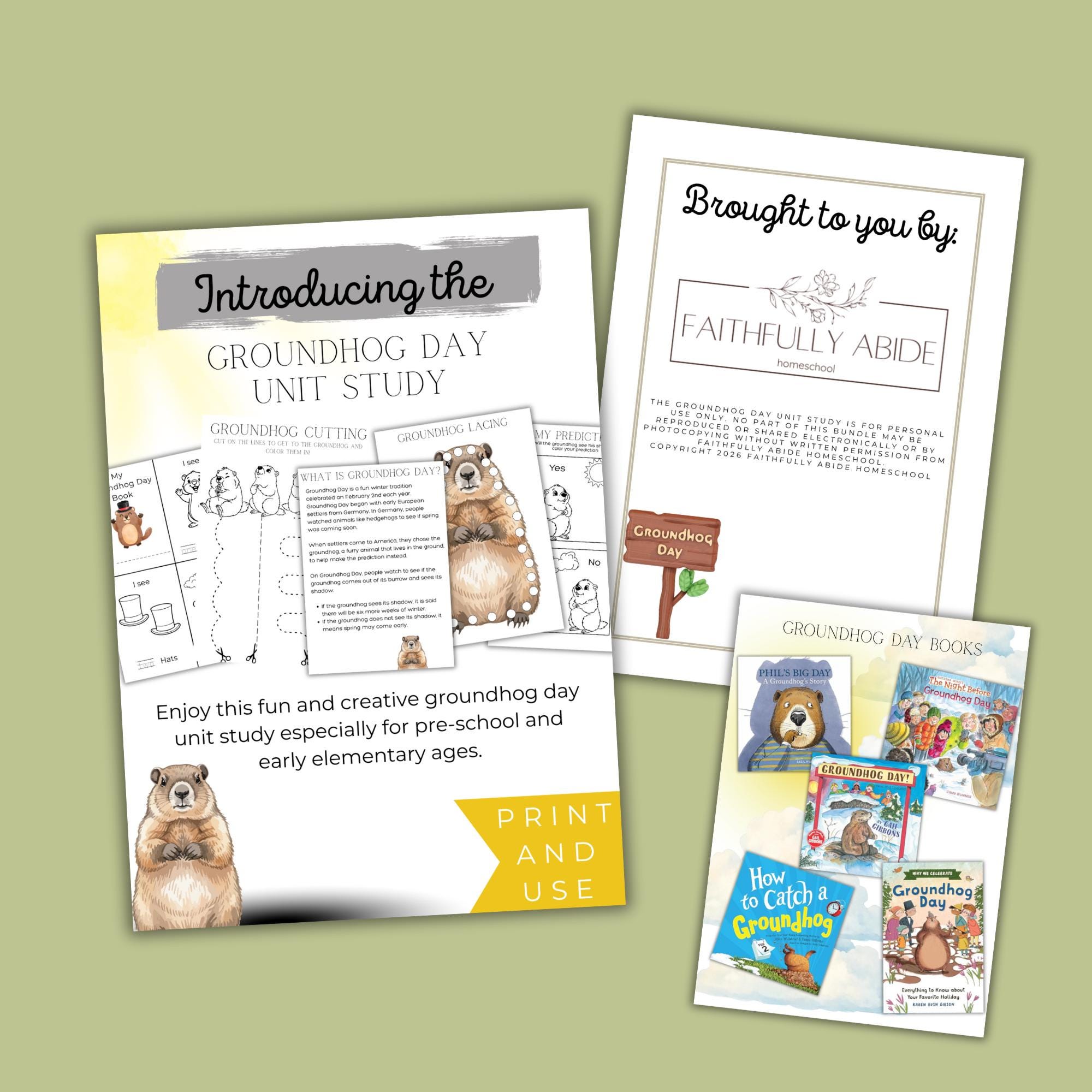 GROUNDHOG DAY Mini Unit Study, Science, Handwriting, Homeschool ...