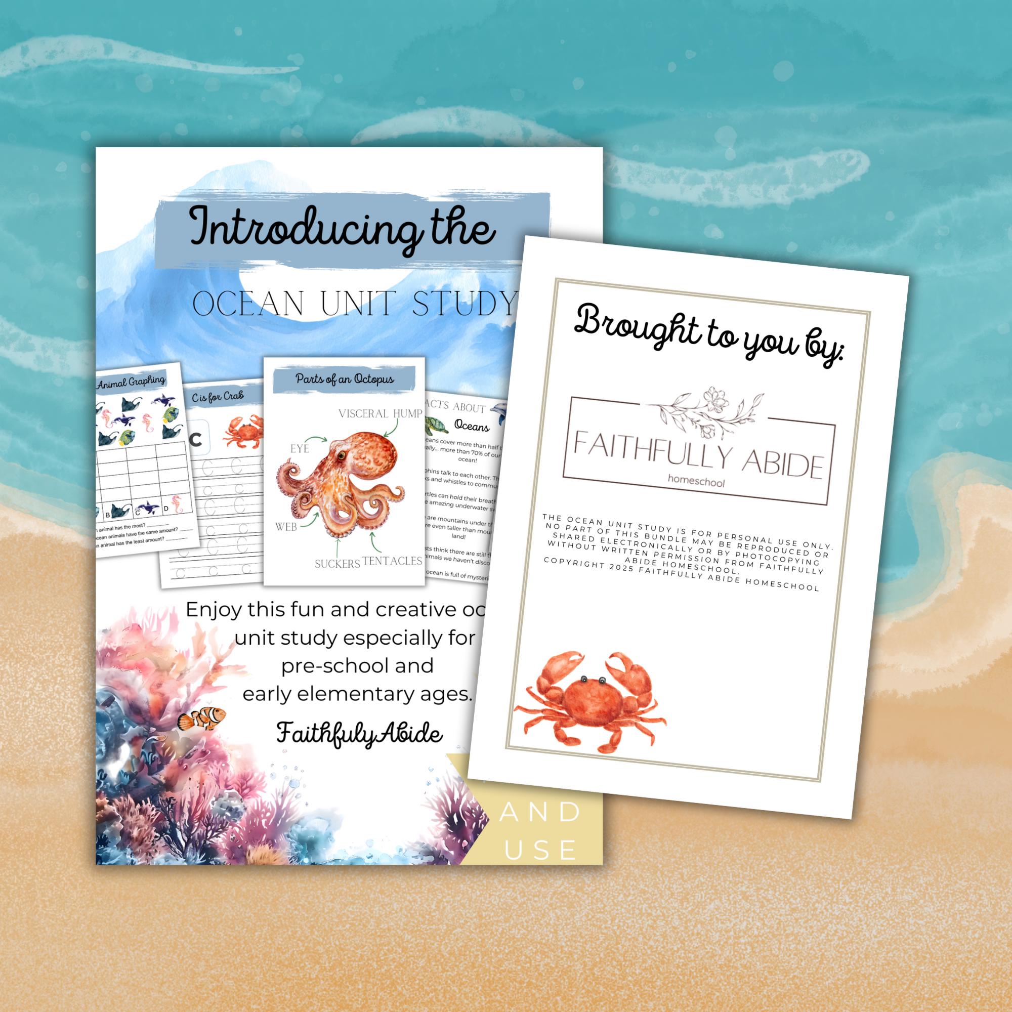 OCEAN Unit Study, Vocabulary, Anatomy, Montessori, Homeschool Printable ...