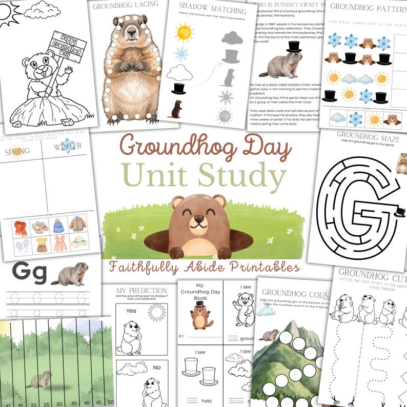 GROUNDHOG DAY Mini Unit Study, Science, Handwriting, Homeschool ...