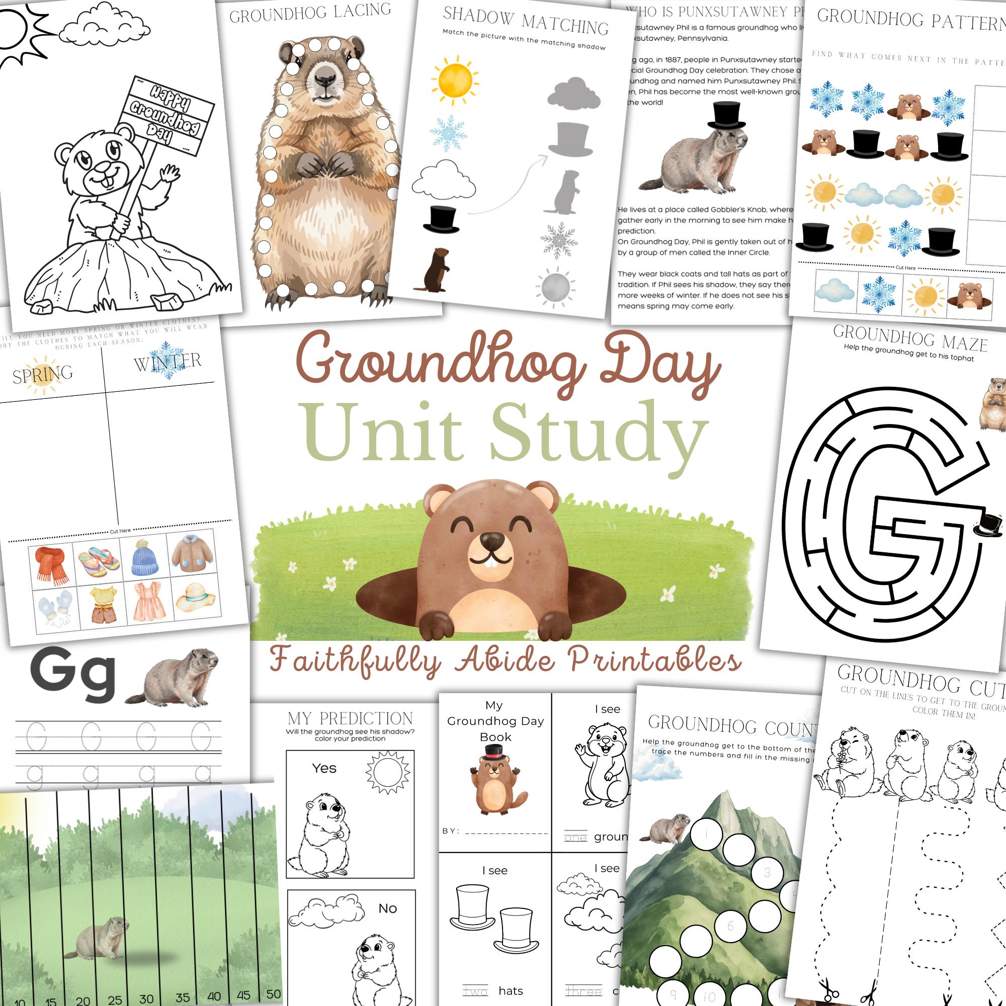 GROUNDHOG DAY Mini Unit Study, Science, Handwriting, Homeschool ...