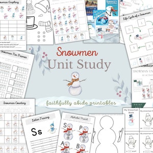 SNOWMEN Mini Unit Study, Christmas Printable Worksheets, Homeschool ...