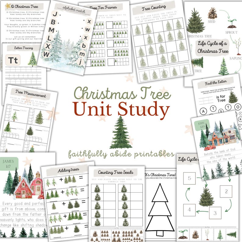 CHRISTMAS Unit Study, Gingerbread, Snowman, Candy Cane, Reindeer, Tree ...